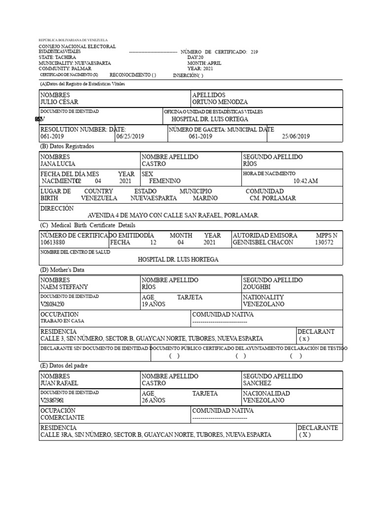 Certificado de Nacimiento en Venezuela | PDF | Certificado de nacimiento | Gobierno
