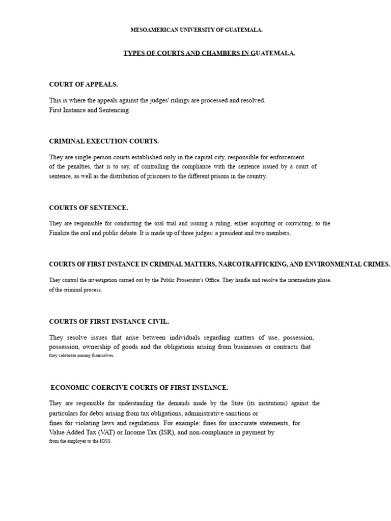 Types of Courts and Chambers in Guatemala | PDF | Fine (Penalty ...