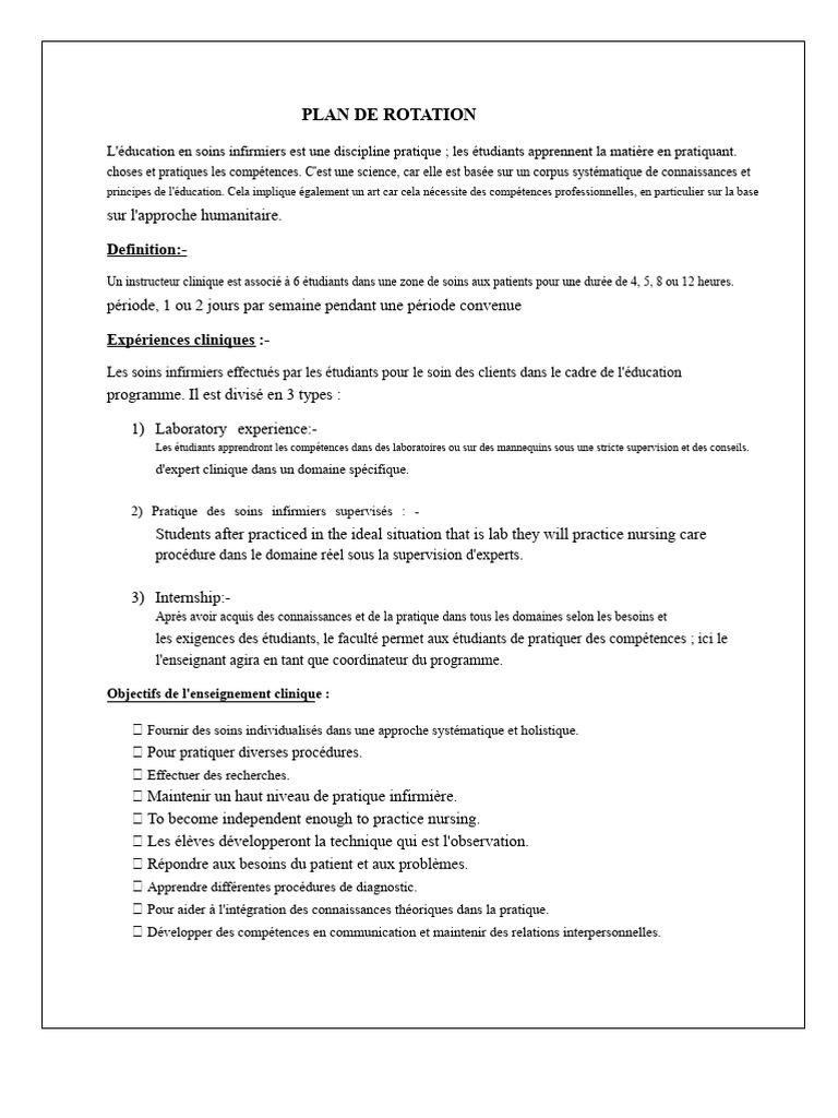 Plan de Rotation Clinique | PDF | Allaitement | Médecine