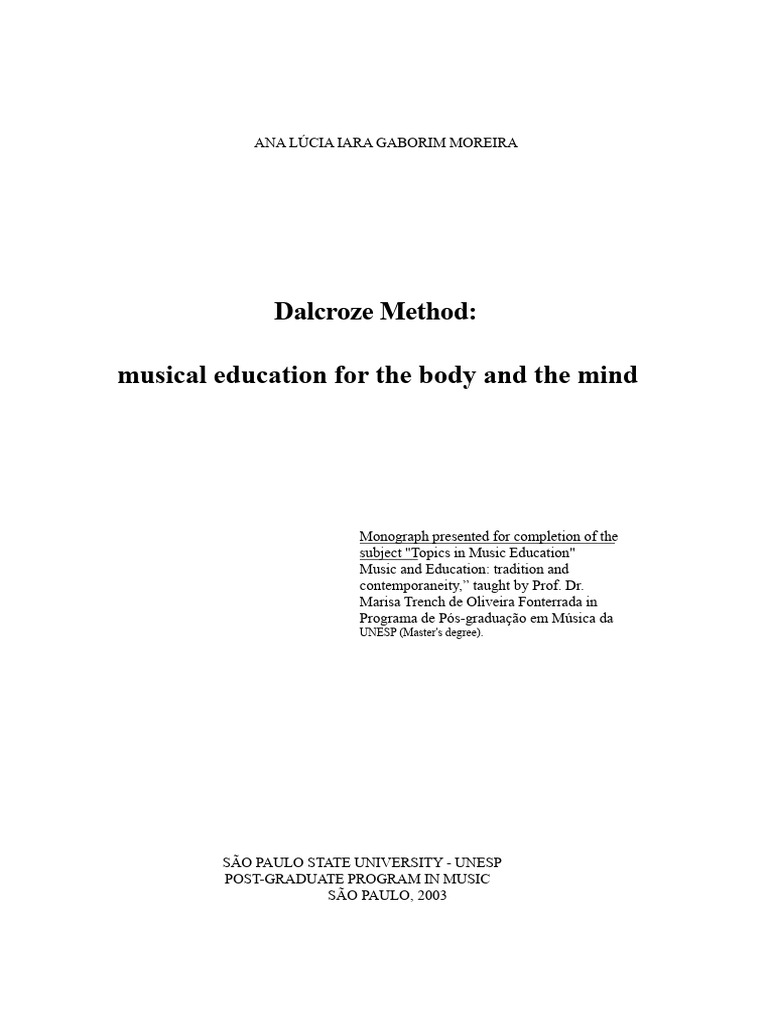 Dalcroze Method in Music Education | PDF | Musicology
