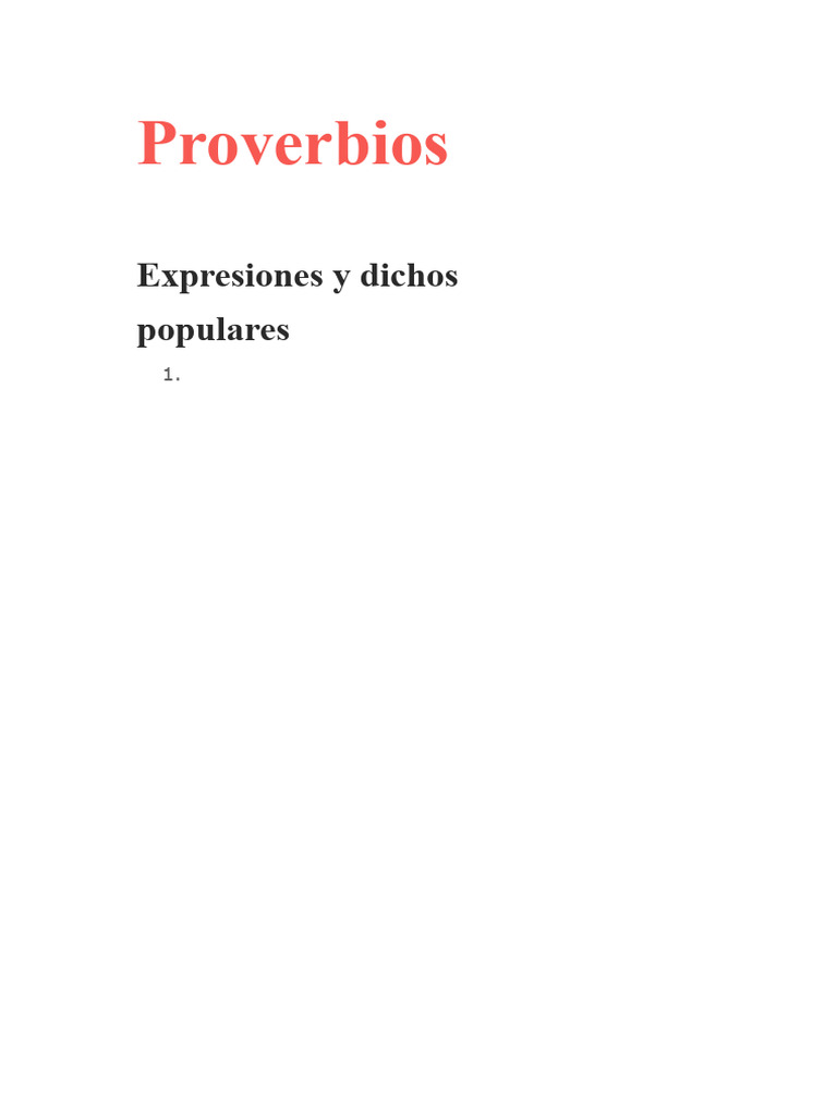 Proverbios y Dichos Populares | PDF