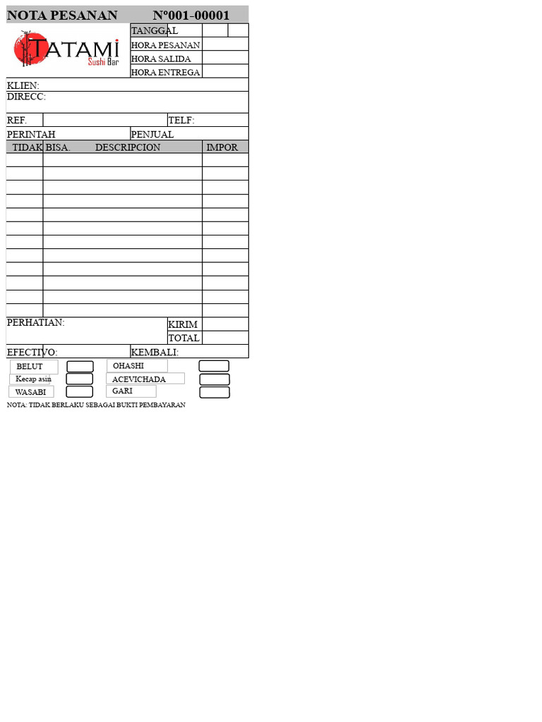 Format Nota Pesanan Pengantaran | PDF