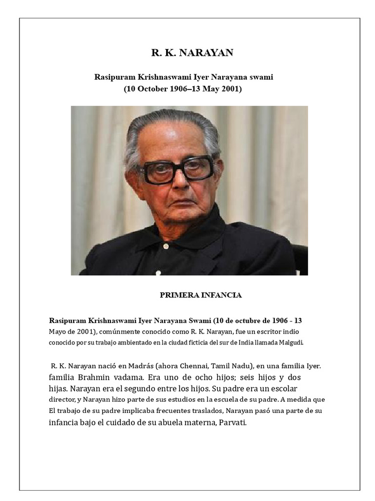 Vida y obra de R. K. Narayan | PDF