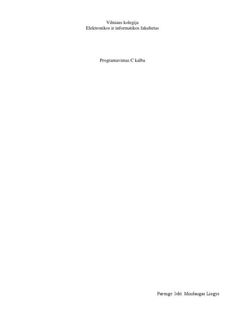 Programavimas C Kalba | PDF