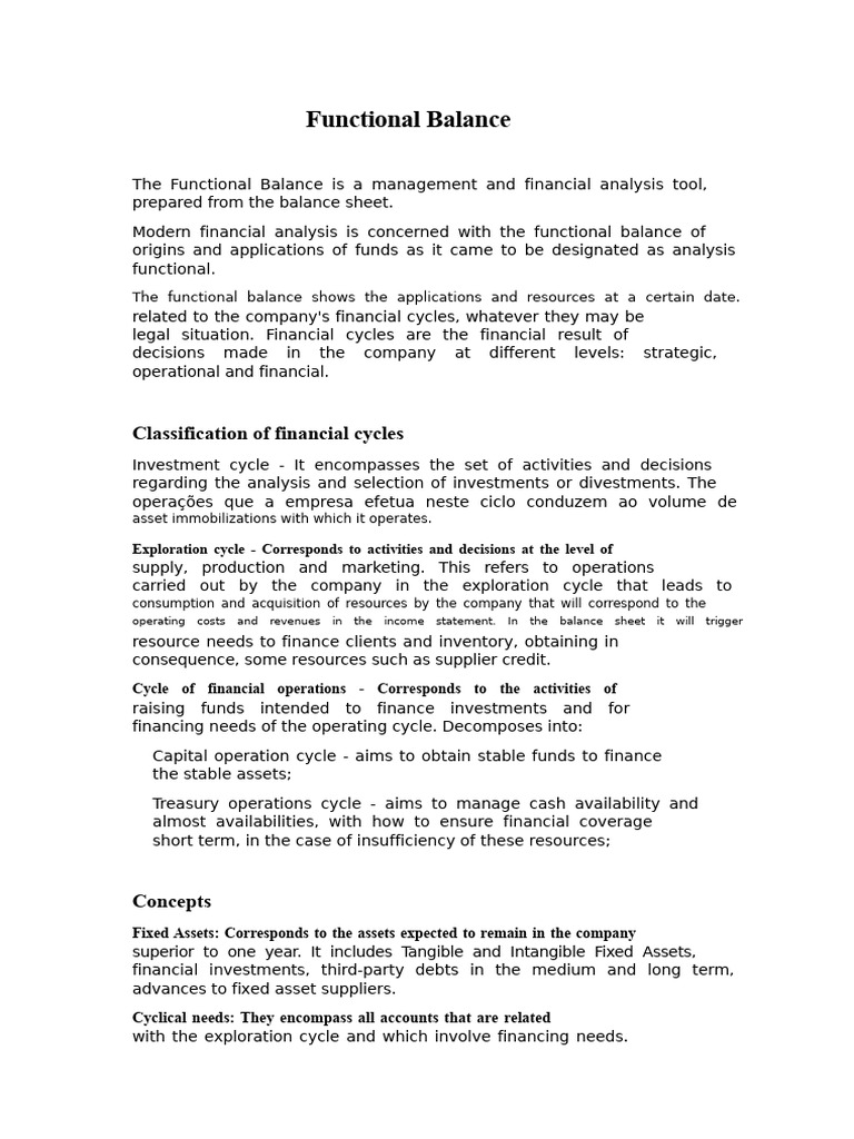 The Functional Balance | PDF | Balance Sheet | Deferral