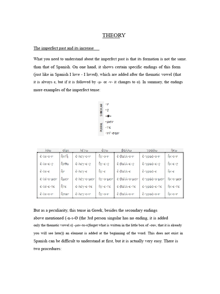The Greek Imperfect Past Tense and Its Augmentation | PDF | Grammatical ...