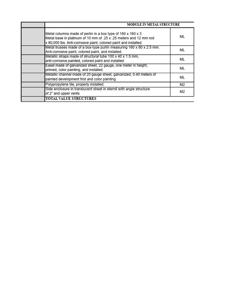 Metal Structure Quotation | PDF