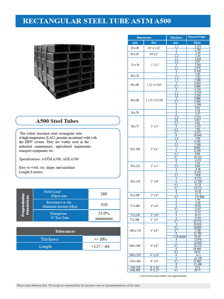 Rectangular Steel Tube Astm A500 | PDF | Industrial Processes ...
