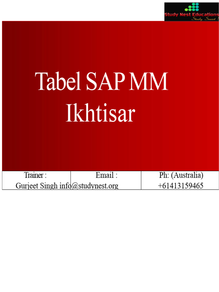 45 Tabel SAP MM Ikhtisar | PDF