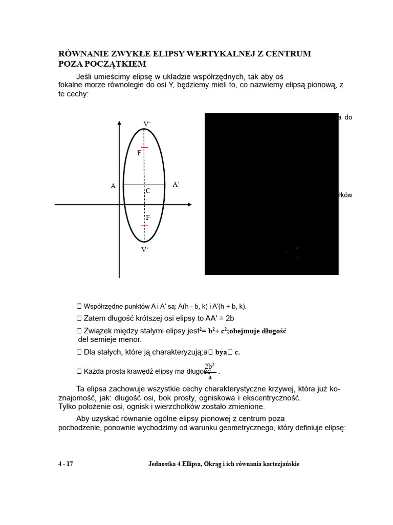 9U4Równanie Ogólne Elipsy Wertykalnej Z Centrem Poza Oryginem PDF | PDF