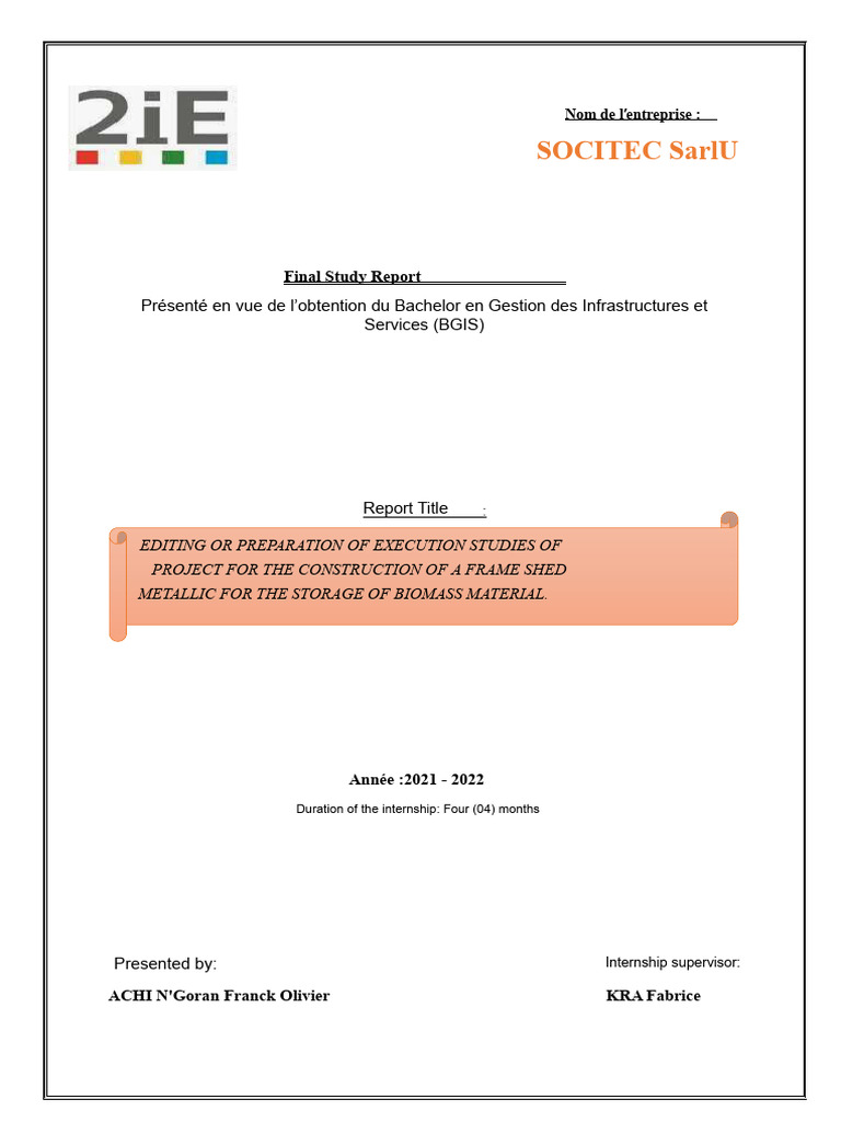 Internship Report in BGIS C0121 - ACHI N'GOAN FRANCK OLIVIER | PDF ...