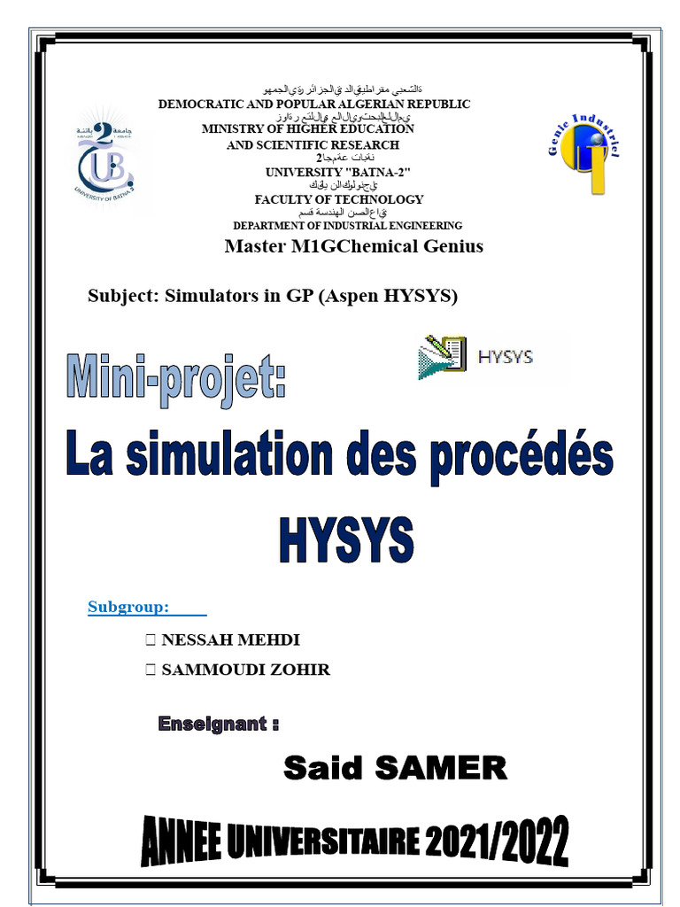 HYSYS Simulation for Chemical Processes | PDF | Distillation | Fluid ...