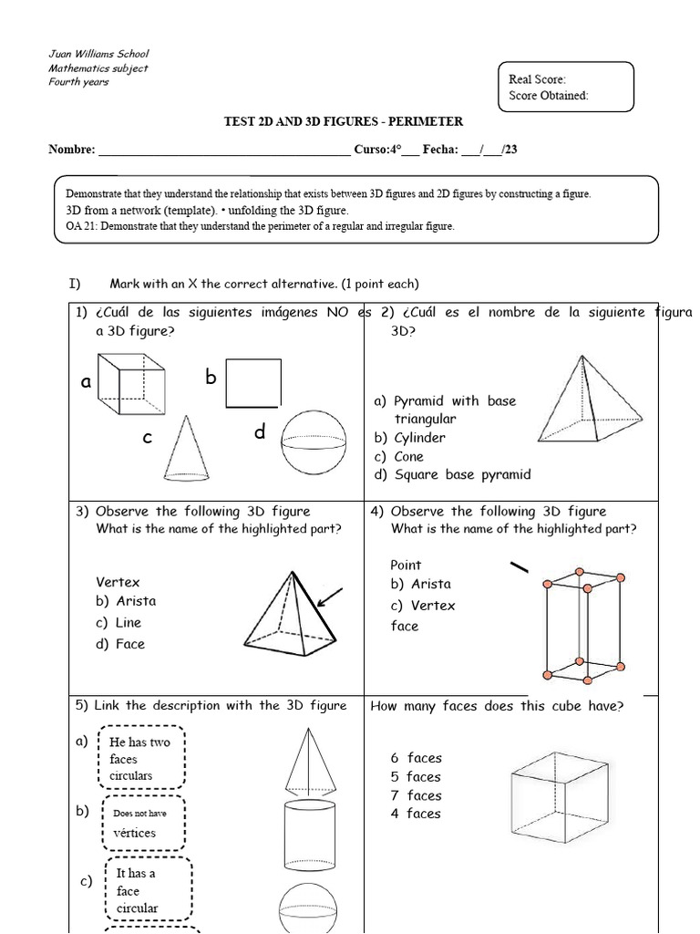 Test 2D and 3D Figures | PDF | Shape | Elementary Geometry