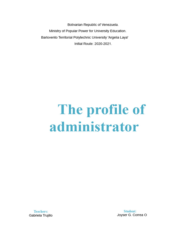 Administrator Profile and Skills Overview | PDF | Value (Ethics ...