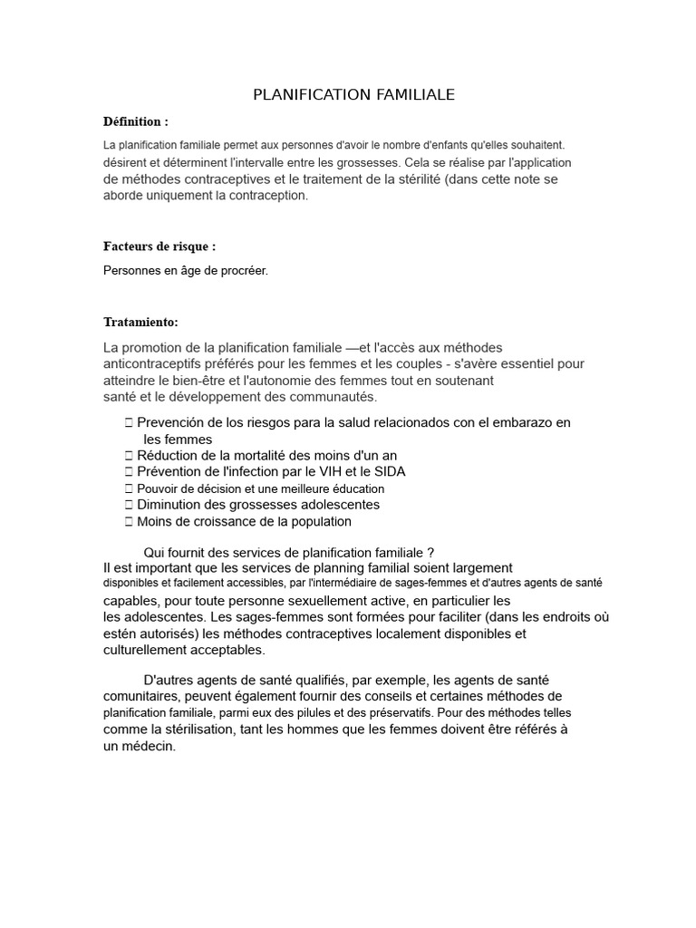 Guide sur la planification familiale | PDF | Contraception | Planning ...