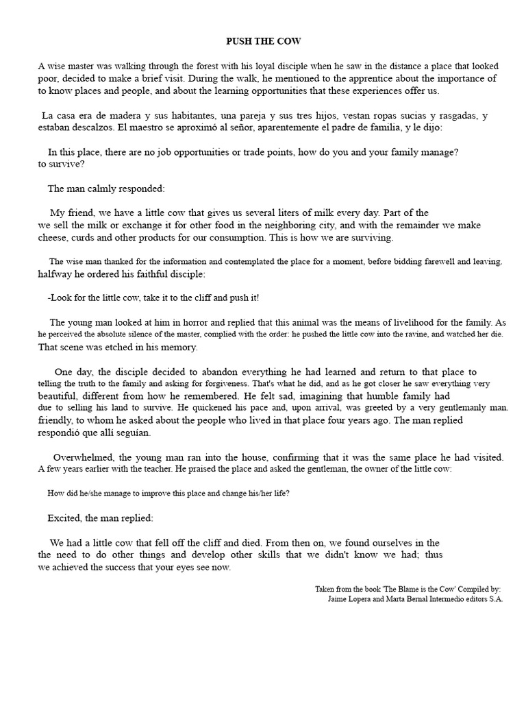Push The Little Cow | PDF