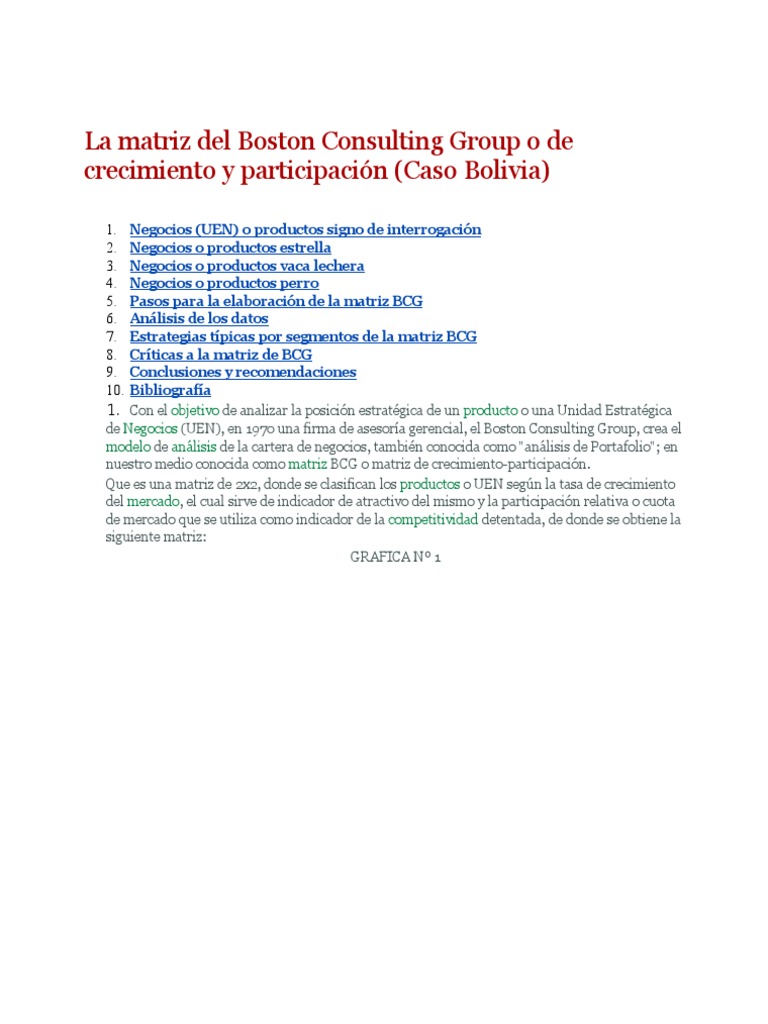 La - Matriz de Boston Consulting Group | PDF | Producto (Negocio ...