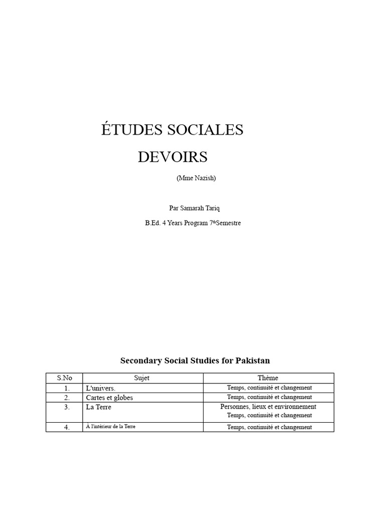 Programme d'études sociales au Pakistan | PDF