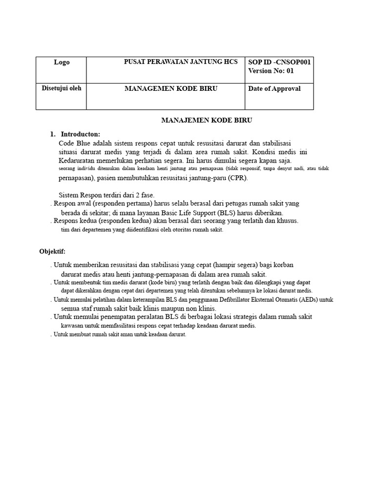 Manajemen Kode Biru di Rumah Sakit HCS | PDF