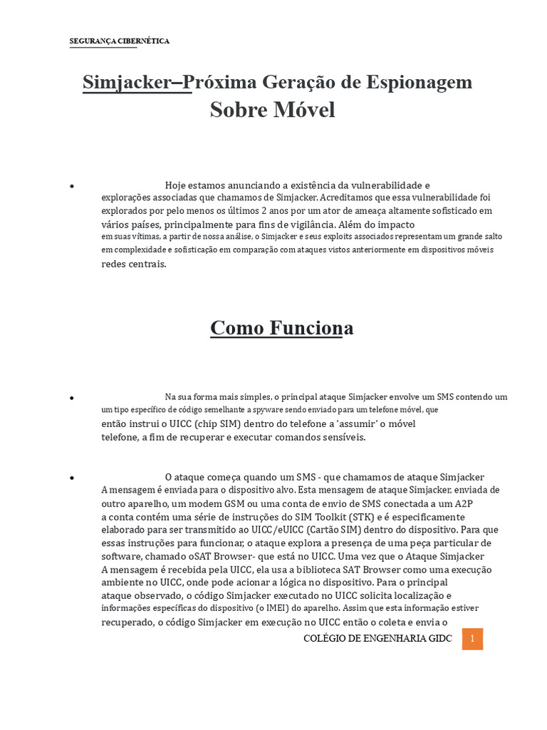 Vulnerabilidade Simjacker em Dispositivos Móveis | PDF | Celulares ...