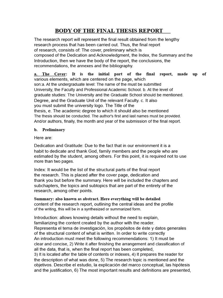 Body of The Final Thesis Report | PDF | Thesis | Methodology