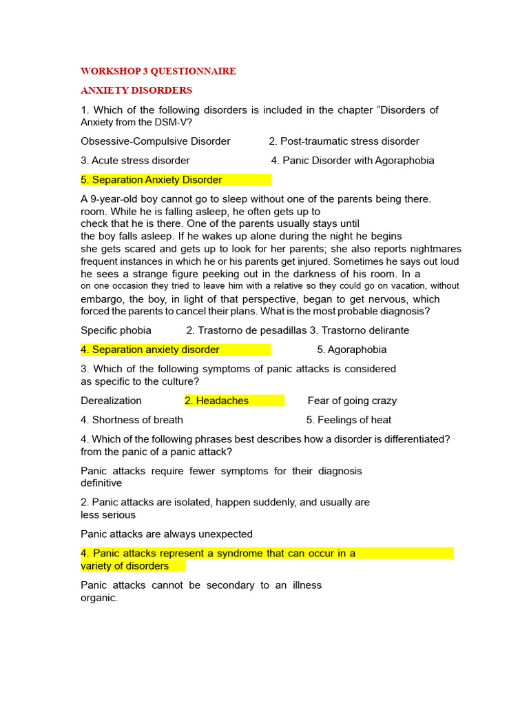 Autonomous Workshop 3 | PDF | Anxiety | Panic Attack