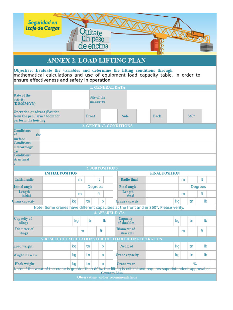 Load Lifting Plan Guidelines | PDF | Crane (Machine)