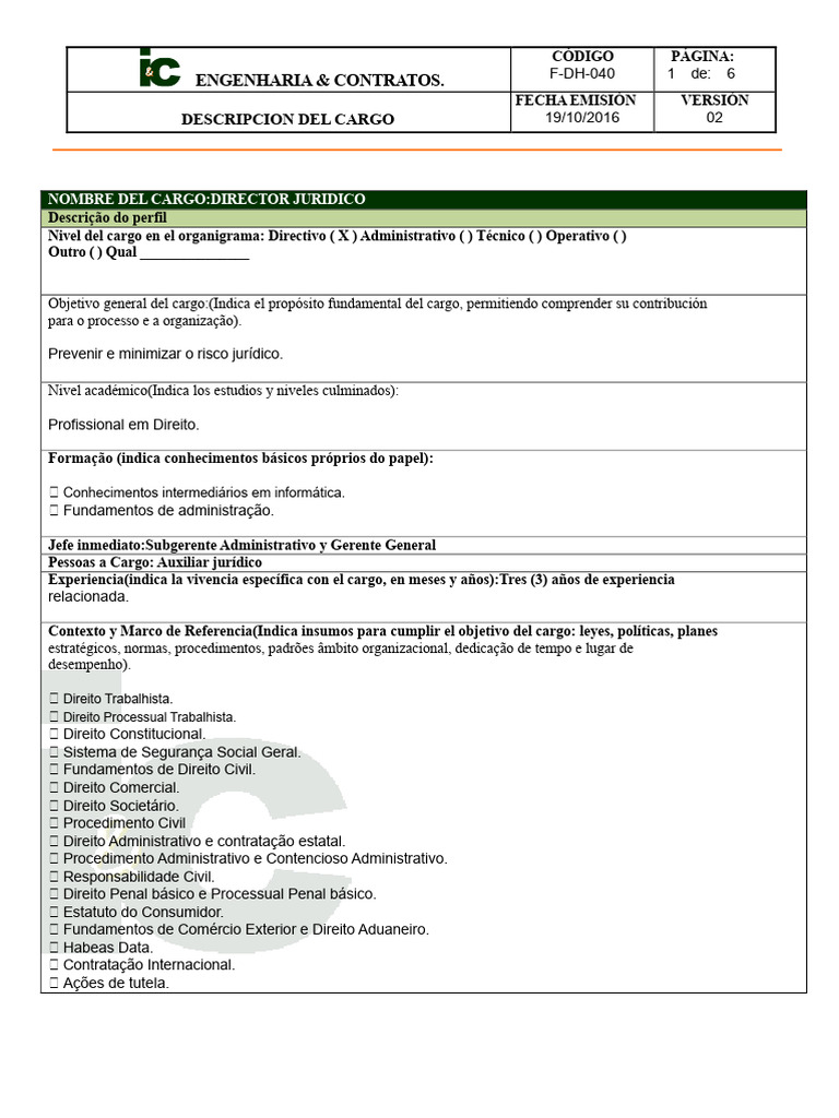 Manual de Funções Diretor Jurídico | PDF | Competência (Recursos ...