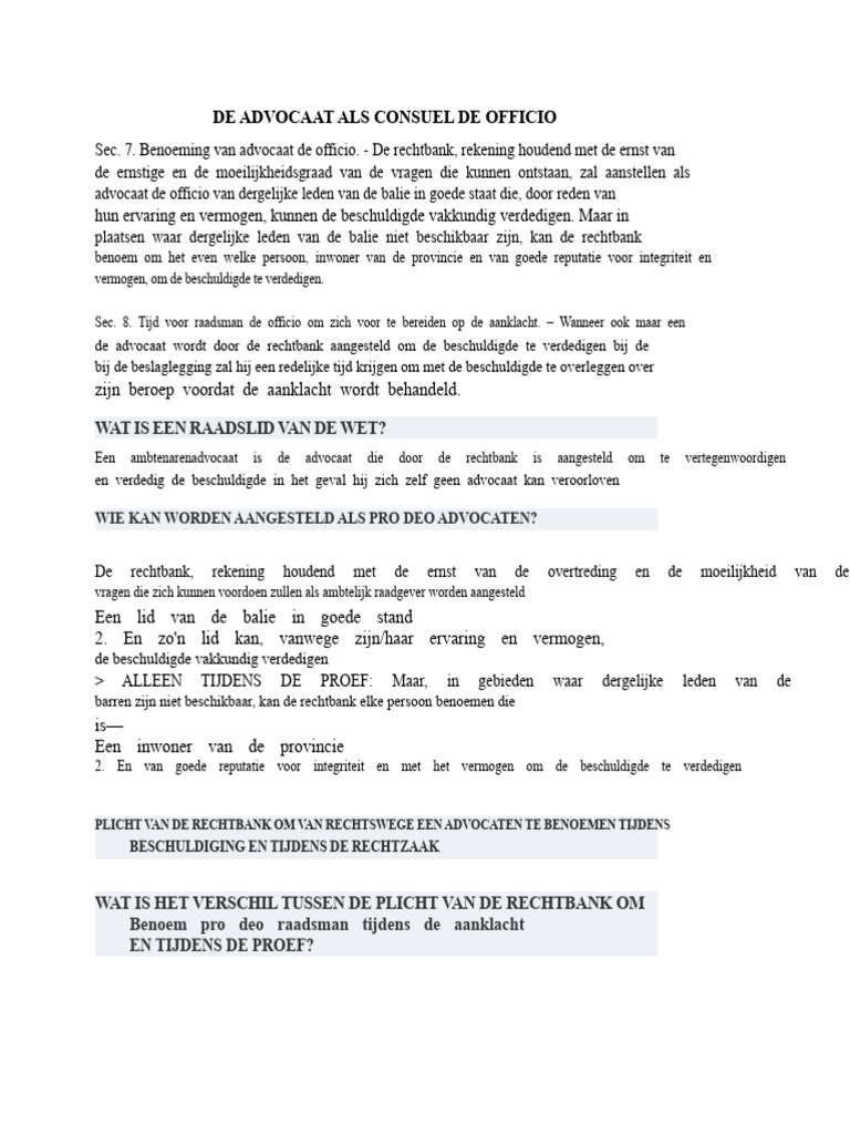De Advocaat Als Ambtshalve Raadsman | PDF