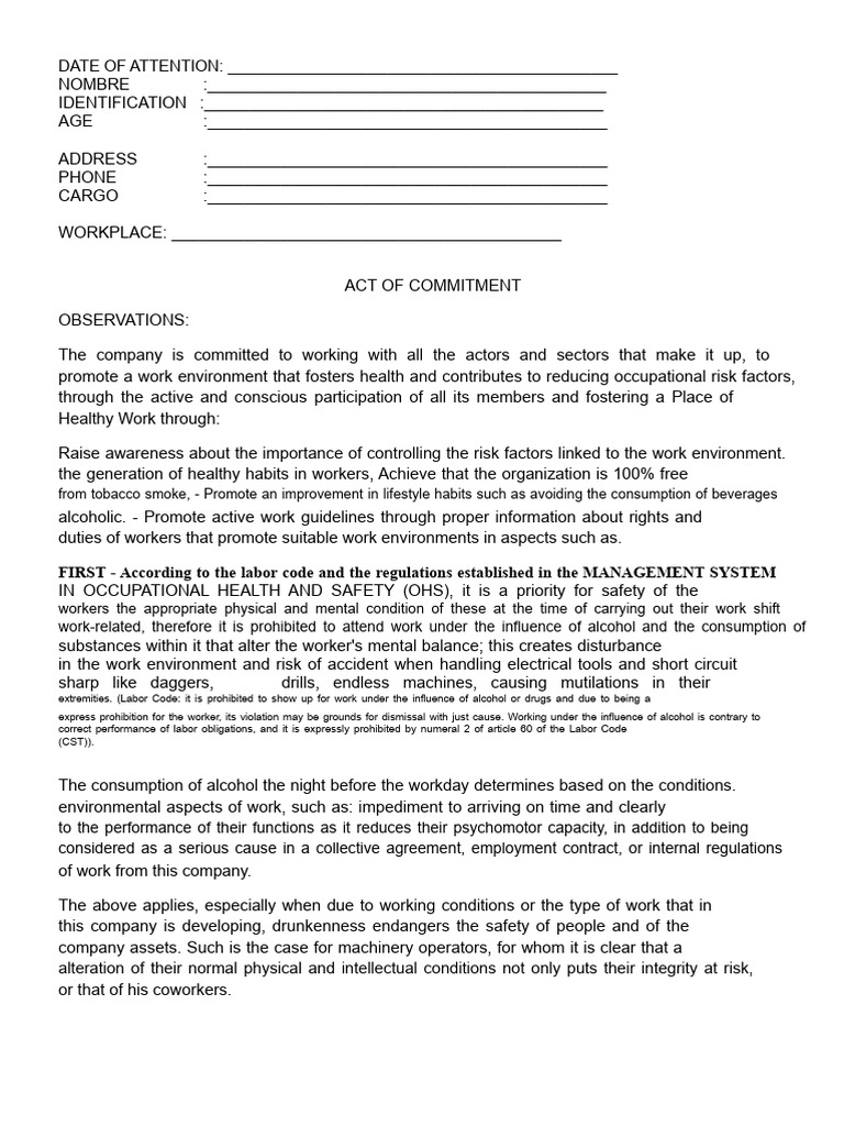 Workplace Commitment to Safety and Health | PDF | Occupational Safety ...