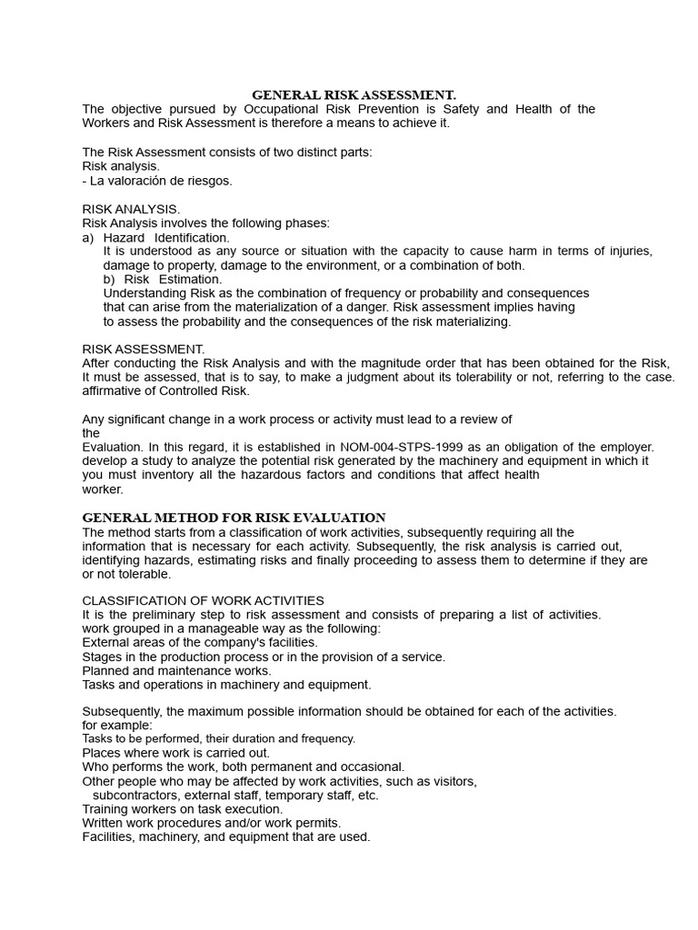 Risk Assessment Format | PDF | Risk | Hazards