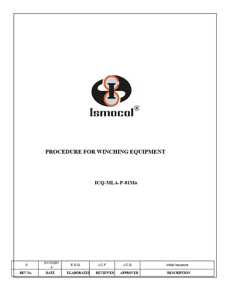 Winching Equipment Procedure Guide | PDF | Brake | Anchor