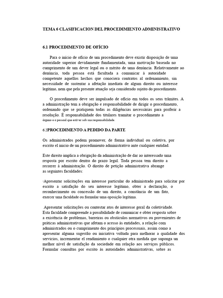 Classificação do Procedimento Administrativo | PDF | Sentença (jurídico ...