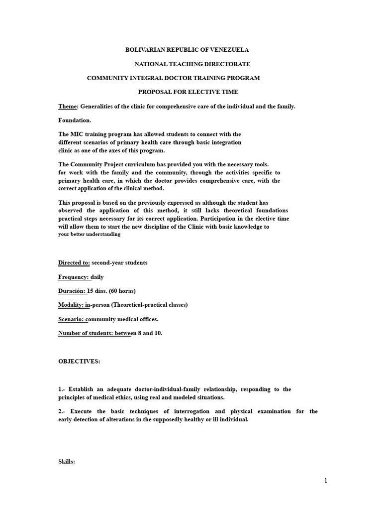 Generalities of The Clinic For Comprehensive Care of The Individual and ...