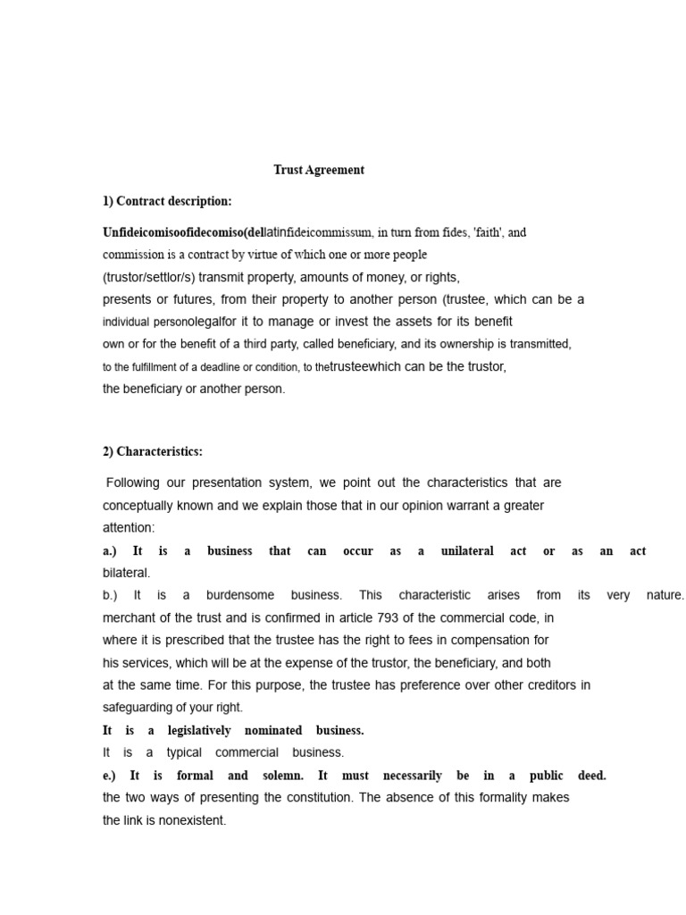 Trust Agreement | PDF | Trustee | Fiduciary