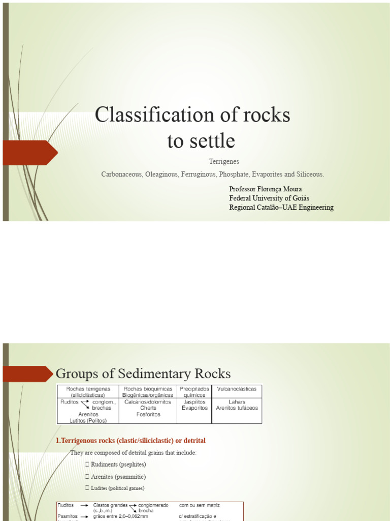 Class 06 - Classification of Sedimentary Rocks (Terrigenous and Others ...