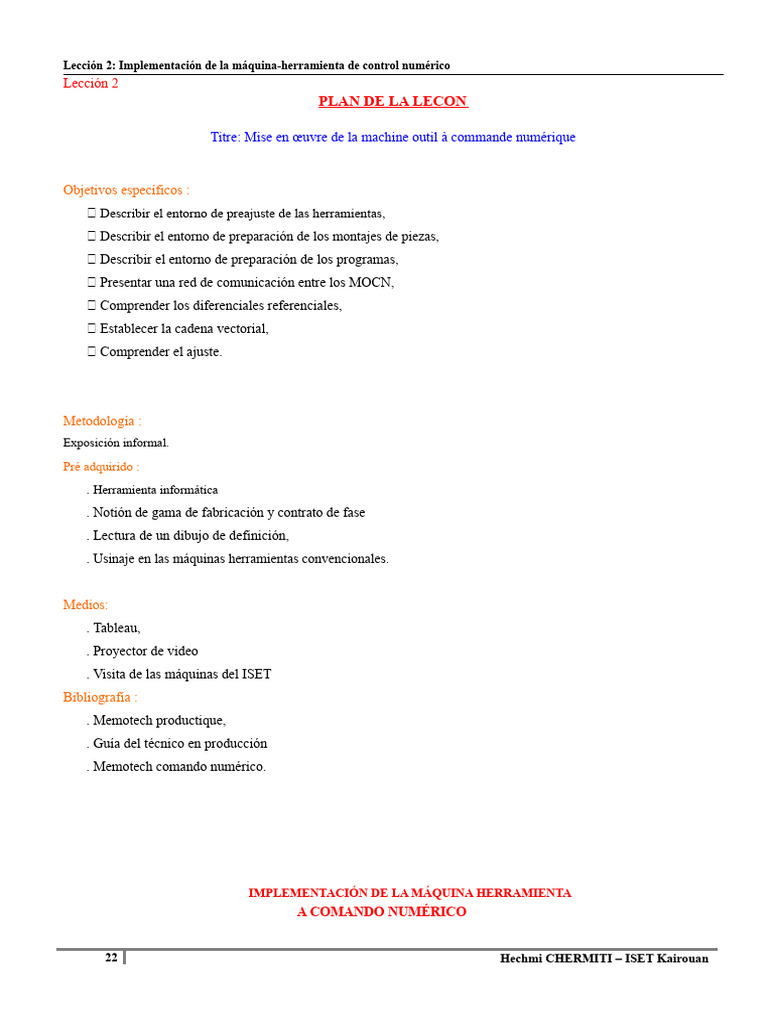 Lección 2_Implementación de la MOCN | PDF | Mecanizado | Ingeniería mecánica