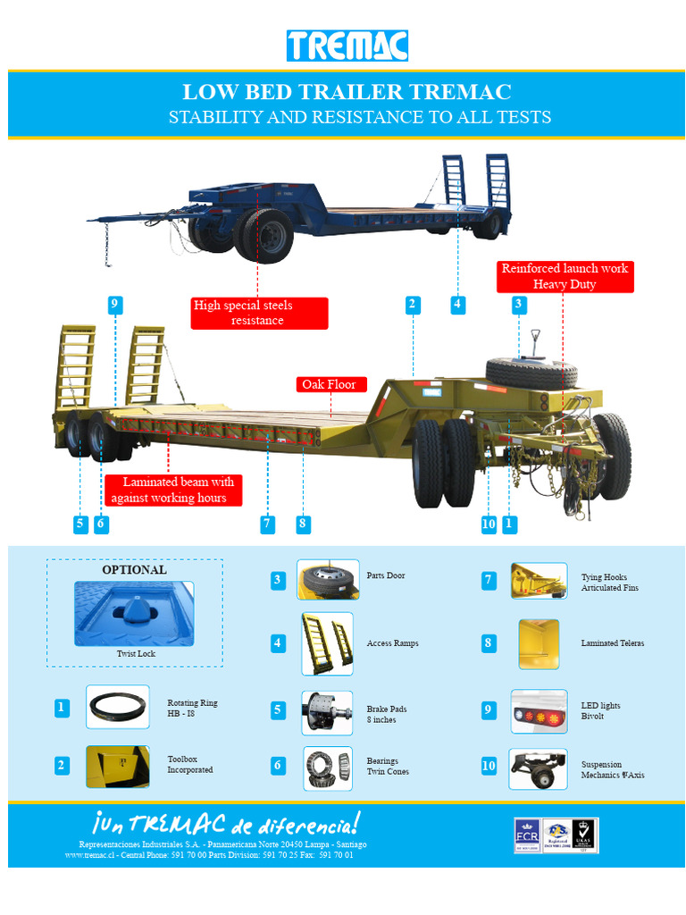 Low Bed Trailer Specifications & Features | PDF | Trailer (Vehicle) | Brake