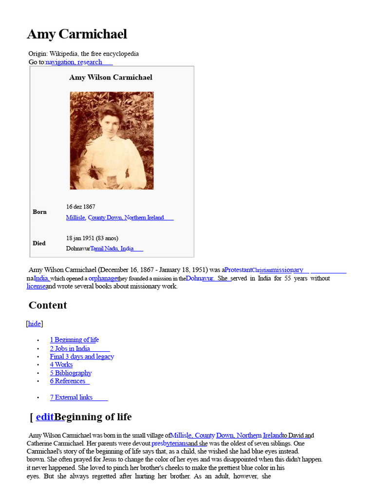 Amy Carmichael: Missionary in India | PDF