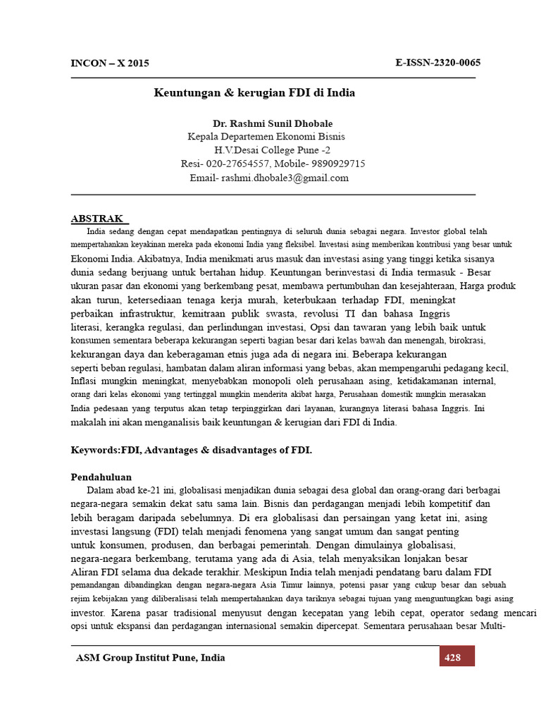 Keuntungan Dan Kerugian Dari FDI | PDF