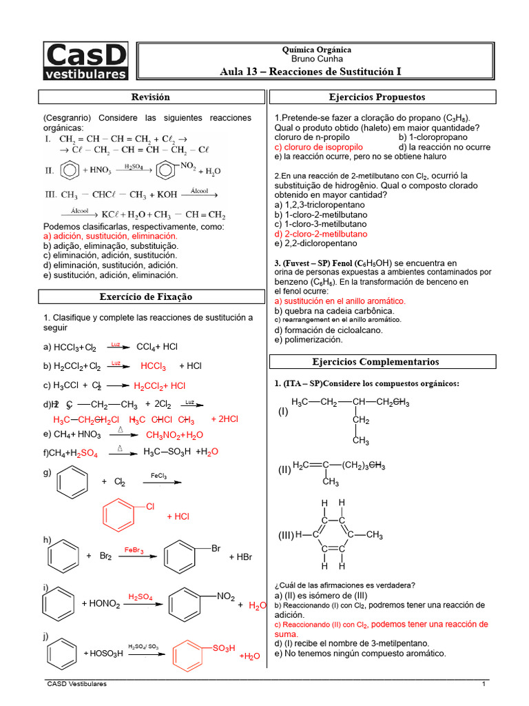 Química Orgánica - CASD - Clase 13 Reacciones de Sustitución I ...