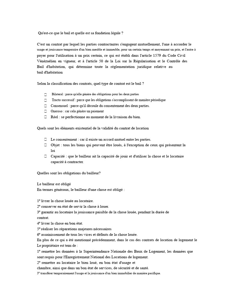 Comprendre le bail et ses obligations | PDF