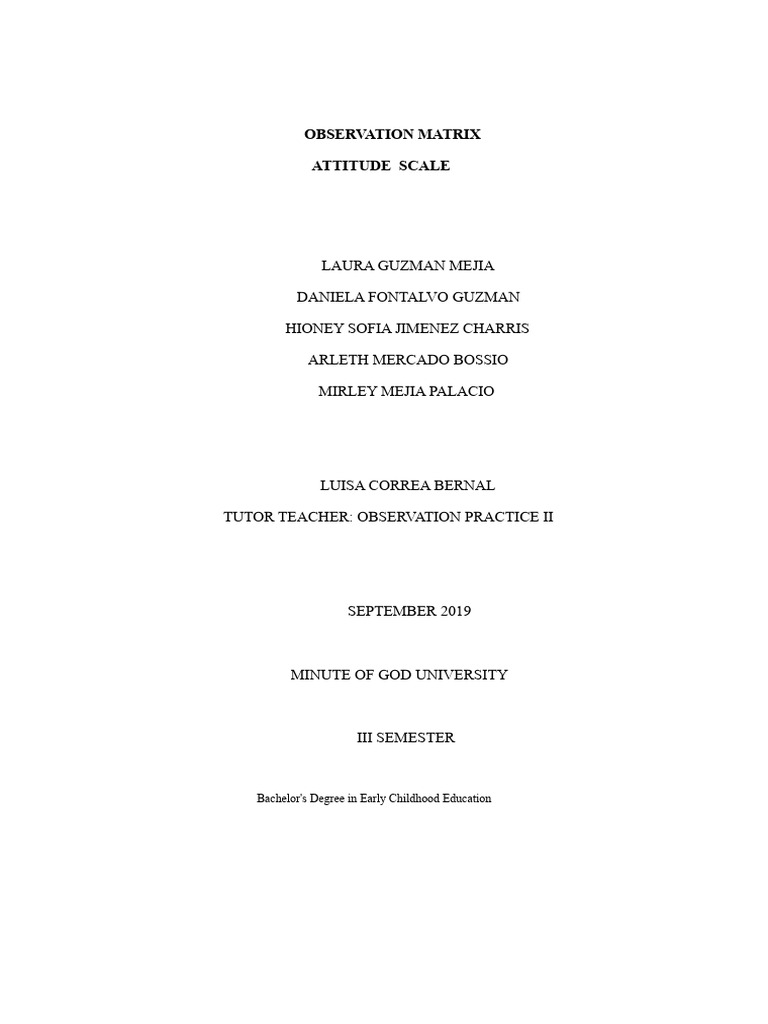 Observation Matrix | PDF