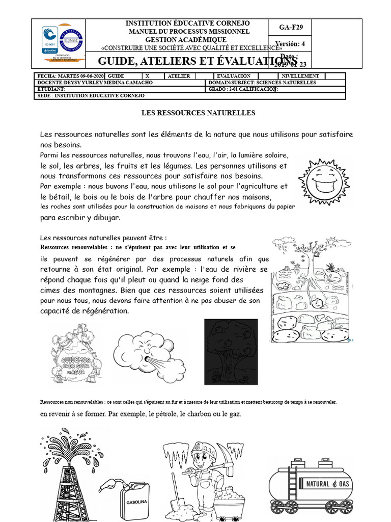 Ressources Naturelles : Types et Utilisations | PDF | Eau ...