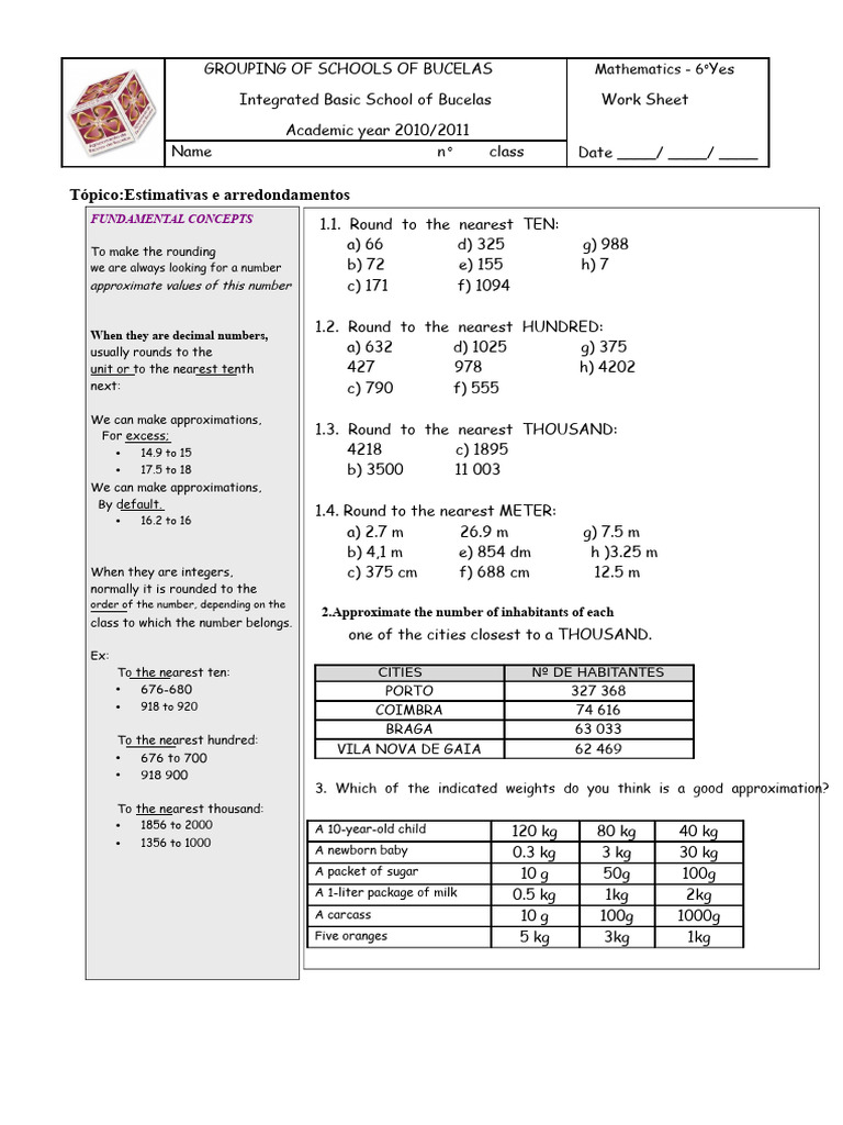 48734928 Work Sheet Rounding | PDF | Rounding | Numbers