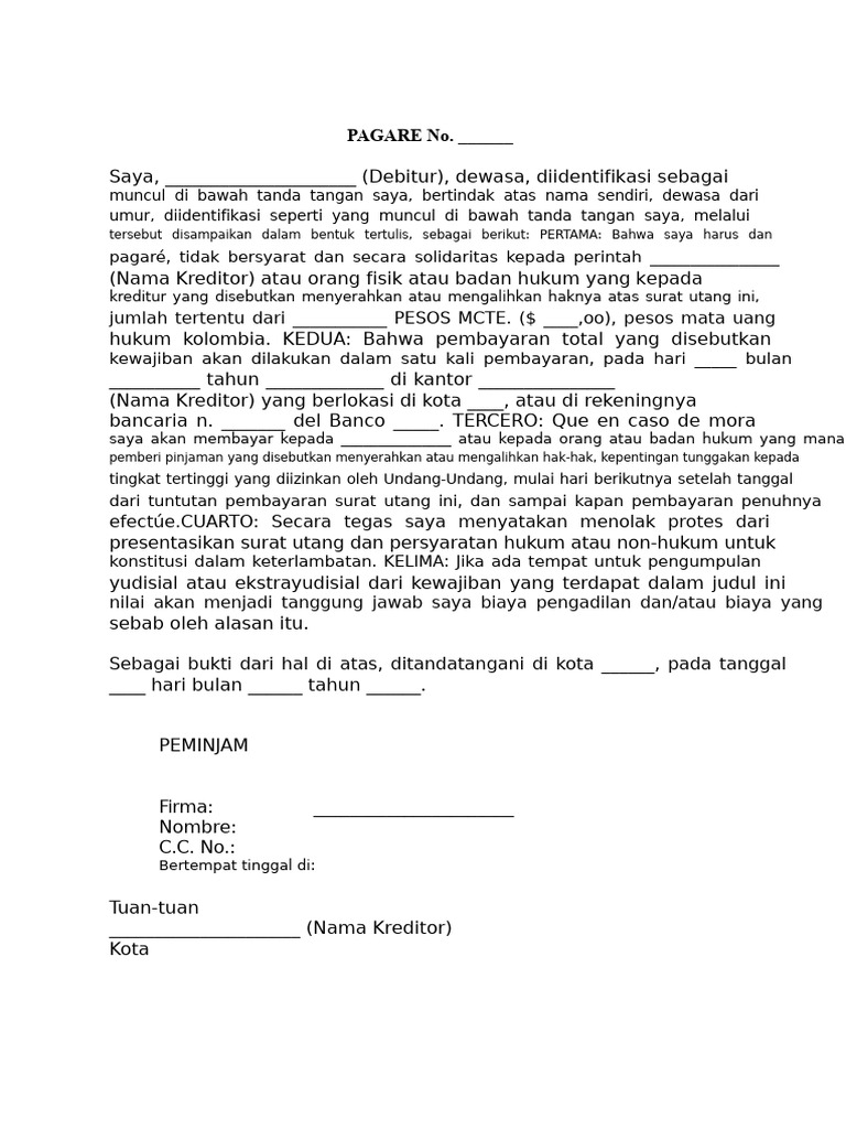 Surat Utang Kosong | PDF