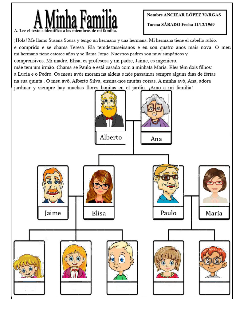 Mi Familia Comprensión de Texto Ficha de Trabajo - 70094 | PDF