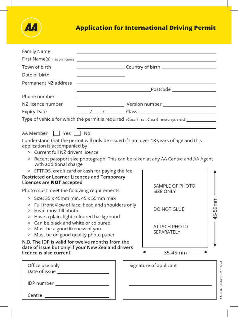 Application For IDP June 2024 PDF | PDF