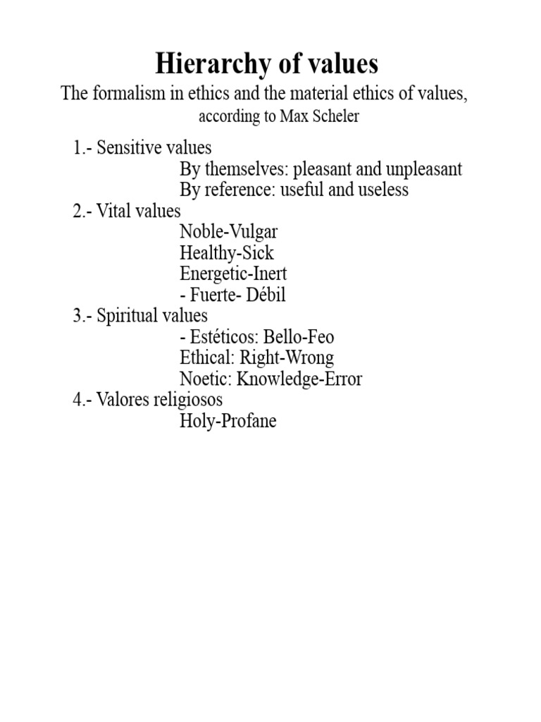 Max Scheler's Hierarchy of Values | PDF