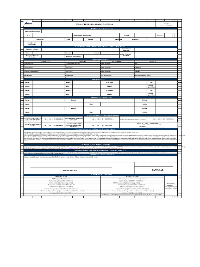 Format Pembaruan Data Pelanggan (1) | PDF